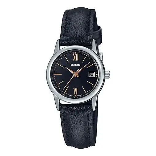 Casio Dress Series Quartz Analog Watch With Leather Strap - Black