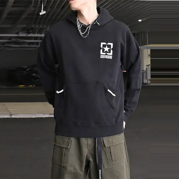CONVERSE Contrasting Colors Logo Fleece Hoodie