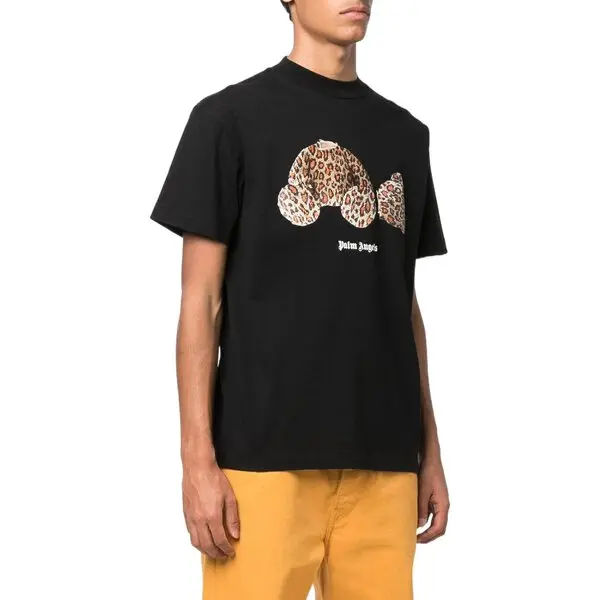 Palm Angels Leopard Bear Classic Tee 'black Brown - Black/brown