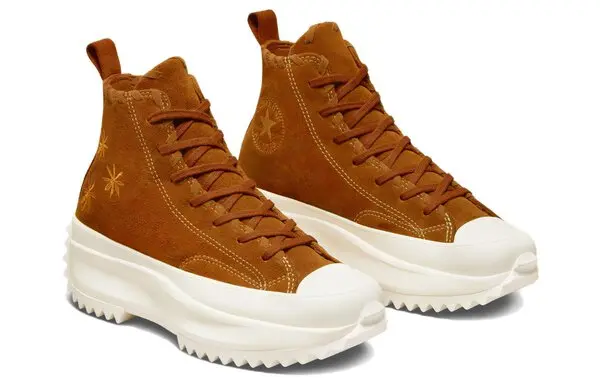 CONVERSE Run Star Hike Platform High Top "embroidered Floral - Brown