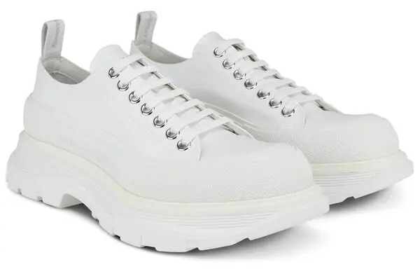Alexander McQueen Tread Slick Lace Up Sneakers - White