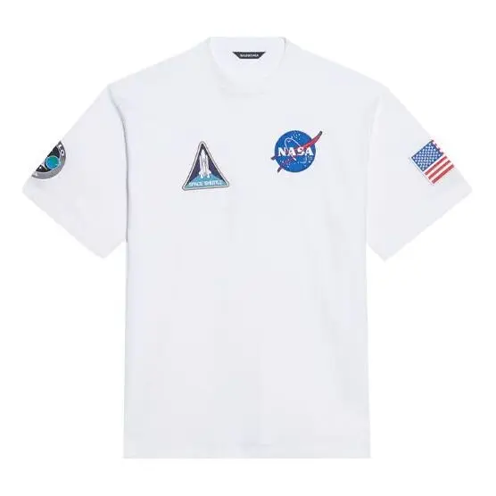 Balenciaga X Nasa Crossover Fw21 Loose Round Neck Short Sleeve - White