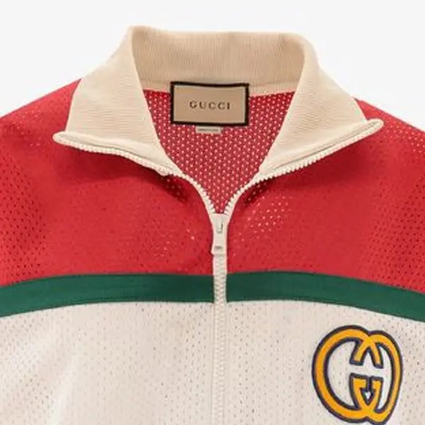 Gucci Mesh Fabric Zip Jacket 'off White Red