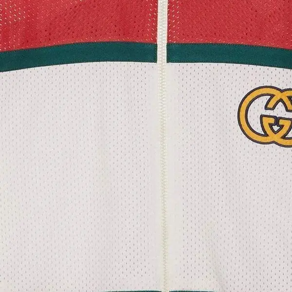 Gucci Mesh Fabric Zip Jacket 'off White Red