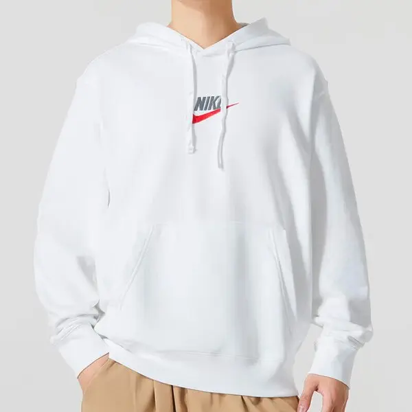 Nike Club Pullover Hoodie - White/red