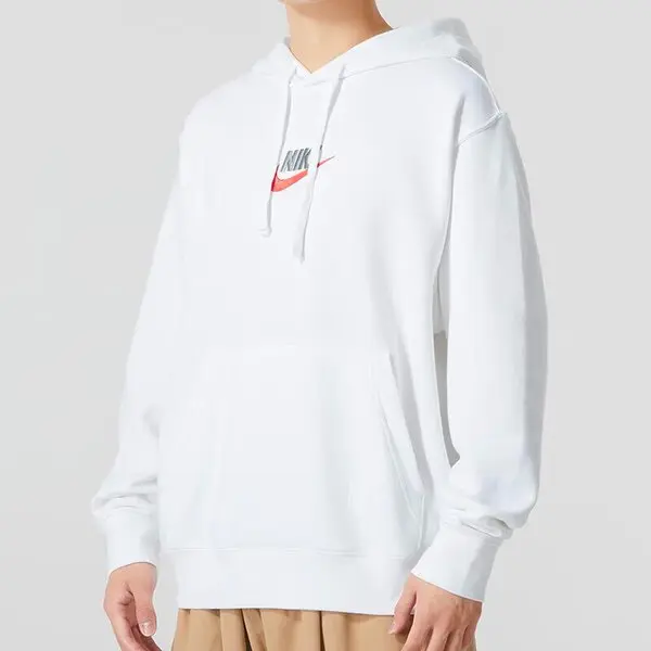 Nike Club Pullover Hoodie - White/red