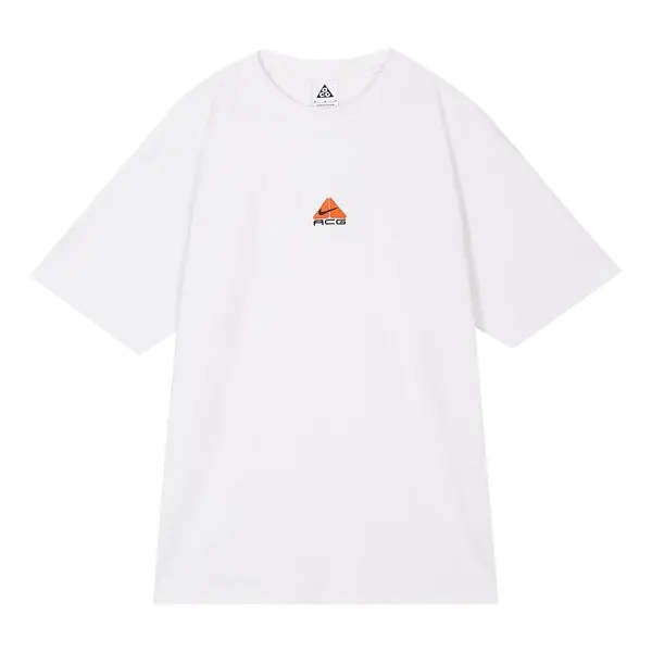 Nike Logo Embroidered Pattern Loose Round Neck Short Sleeve White - Default Color