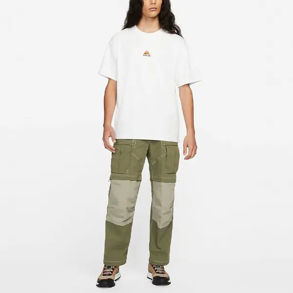 Nike Logo Embroidered Pattern Loose Round Neck Short Sleeve White - Default Color