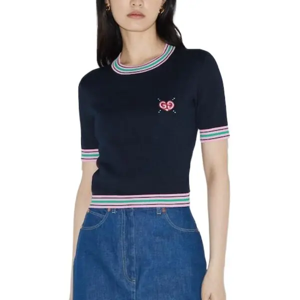 Gucci Fine Knit Sweater With Embroidery