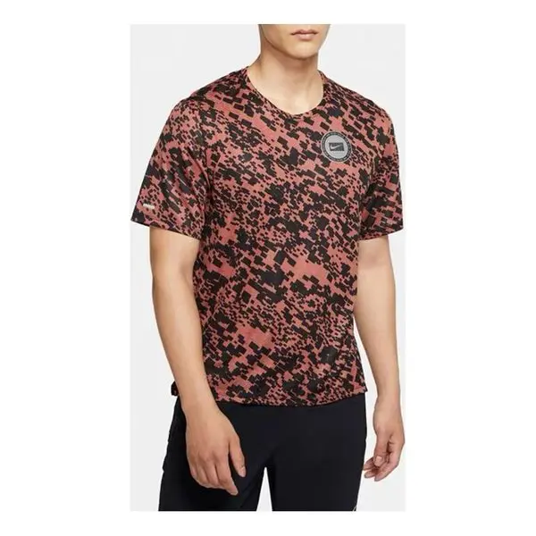 Nike Dri-fit Miler Wild Run Short Sleeve - Black/red