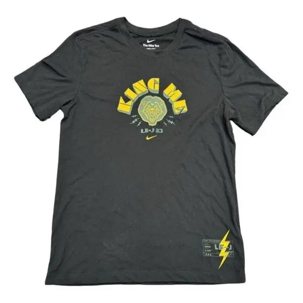 Nike Dri-fit Lebron King Me T-shirt 'black Yellow - Black/yellow