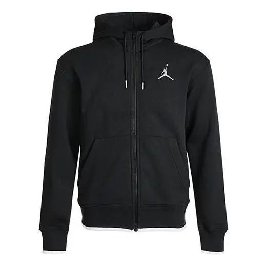 JORDAN Air Logo Print Hooded Zip-up Jacket - Black
