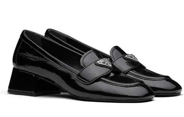 Prada Triangle Logo Patent Leather Loafers