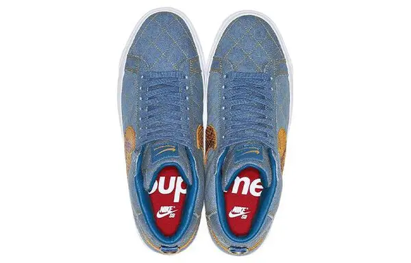 Nike X Supreme Zoom Sb Blazer Mid Qs "denim" Sneakers - Blue/yellow