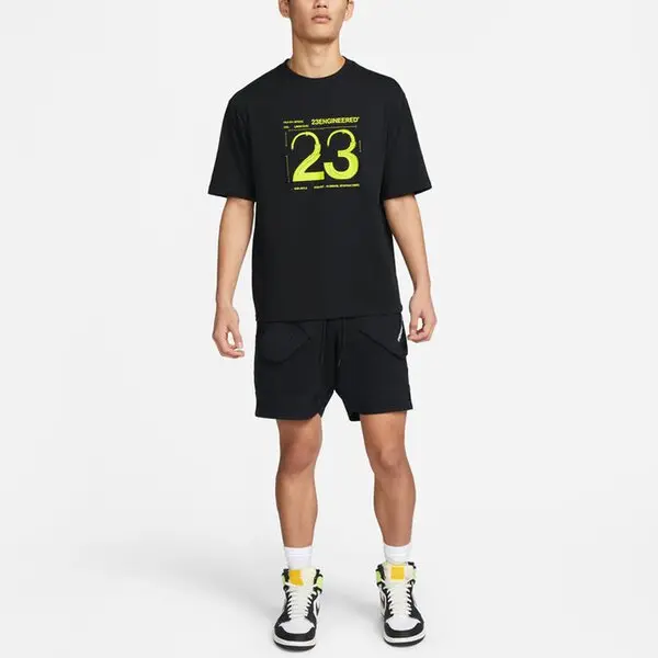 JORDAN Ss22 23 Engineered Printing Short Sleeve Black T-shirt