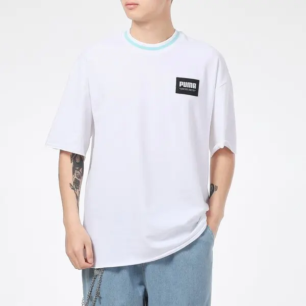 PUMA Logo Loose Sports Round Neck Short Sleeve