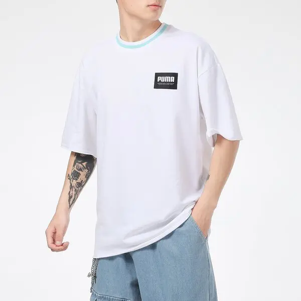 PUMA Logo Loose Sports Round Neck Short Sleeve