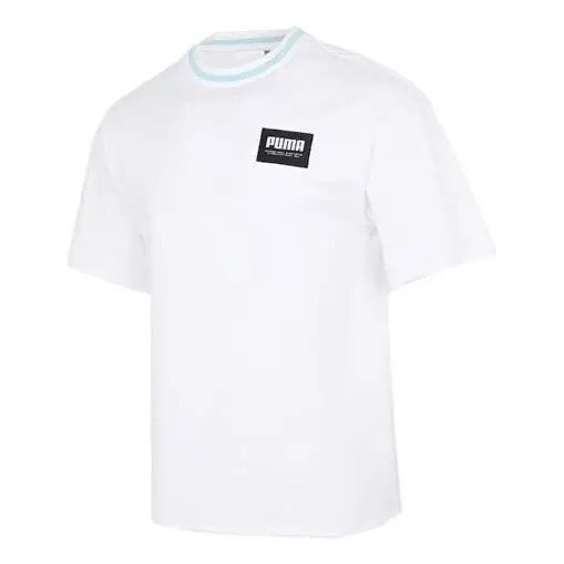 PUMA Logo Loose Sports Round Neck Short Sleeve - White