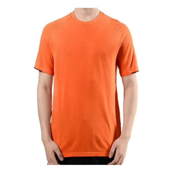 Adidas Solid Color Casual Round Neck Pullover Short Sleeve Orange T-shirt - Default Color