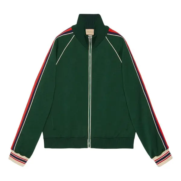 Gucci Gg Jacquard Jersey Zip Jacket - Green