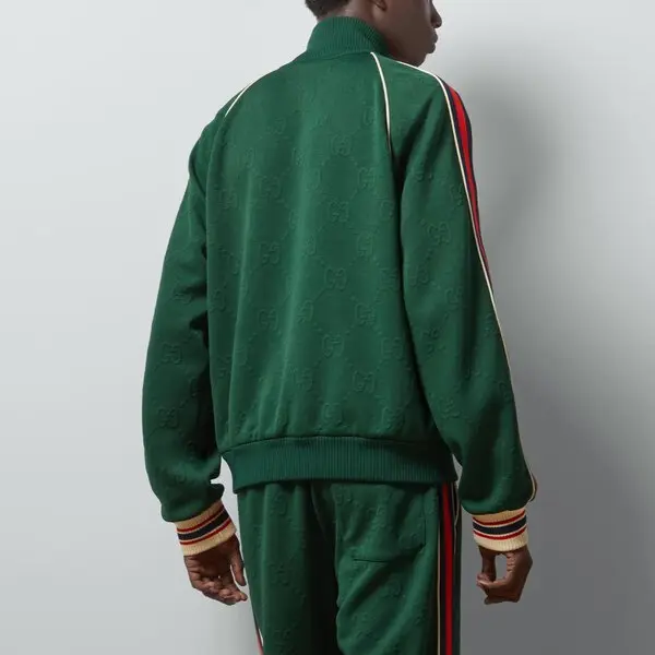 Gucci Gg Jacquard Jersey Zip Jacket - Green