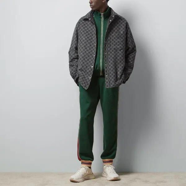 Gucci Gg Jacquard Jersey Zip Jacket - Green