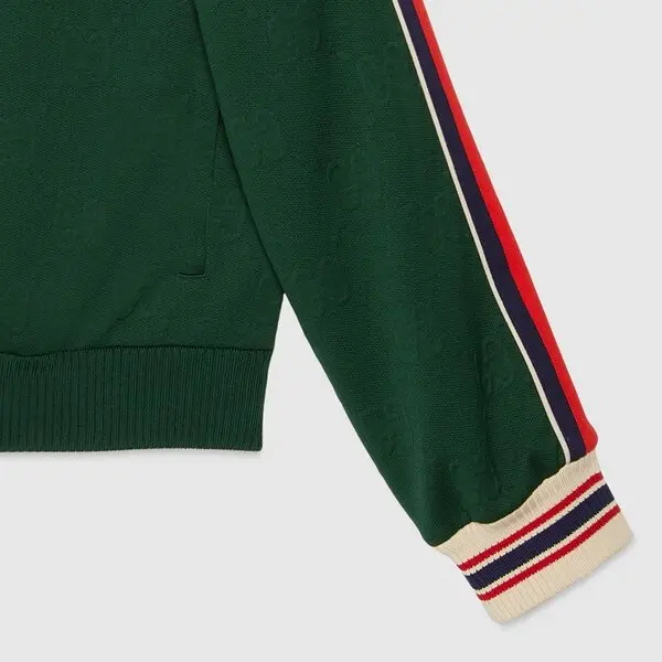 Gucci Gg Jacquard Jersey Zip Jacket - Green