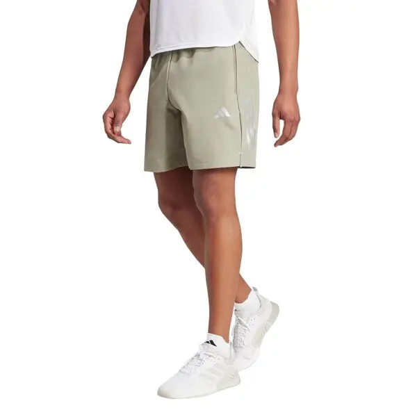 Adidas Gym+ Training 3-stripes Woven Shorts - Silver Pebble