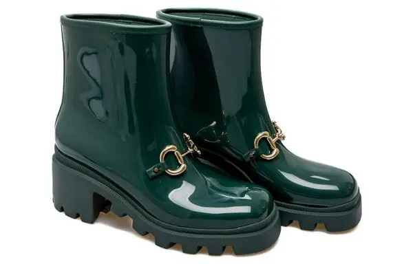 Gucci Rubber Ankle Boot With Horsebit Detailing