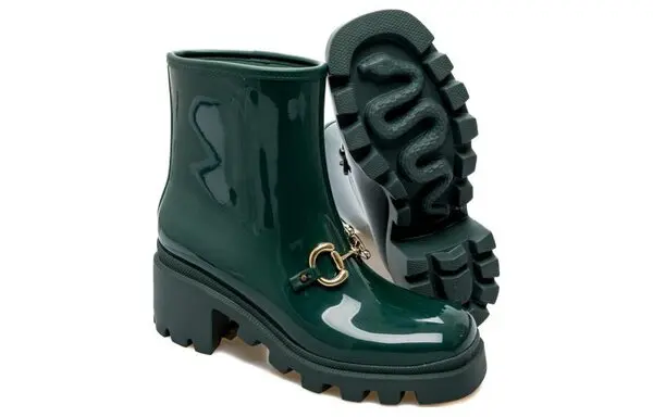 Gucci Rubber Ankle Boot With Horsebit Detailing