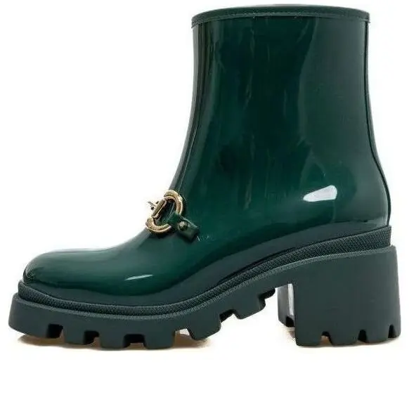 Gucci Rubber Ankle Boot With Horsebit Detailing - Dark Green