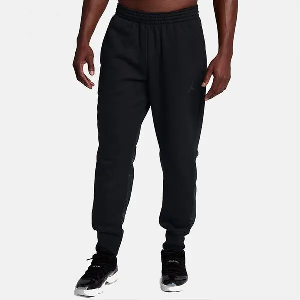 JORDAN Sw Aj11 Hybrid Logo Loose Fleece Lined Bundle Feet Sports Pants - Black