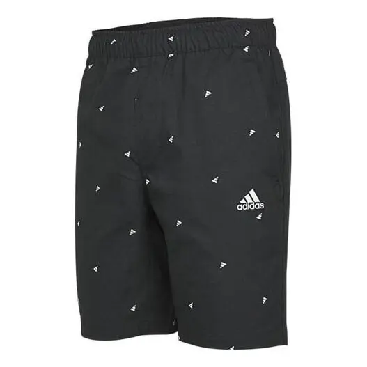 Adidas All Over Print Logo Athleisure Shorts - Black