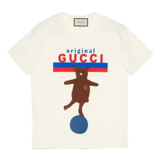 Gucci Bear Decorated Letter Short Sleeve T-shirt - White
