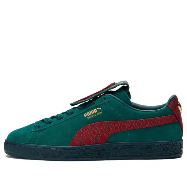 PUMA Dapper Dan Jacquard Print Suede Sneakers - Varsity Green/intense Red