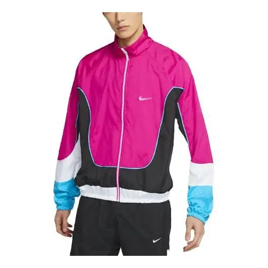 Nike Colorblock Woven Stand Collar Jacket - Red