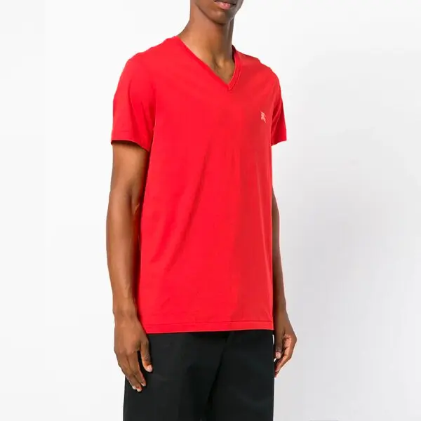 Burberry Ss21 V Neck Embroidered Logo Short Sleeve