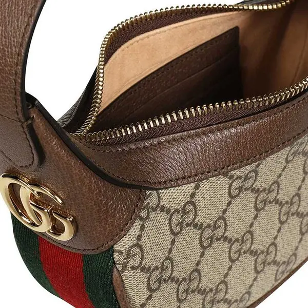 Gucci Ophidia Web Stripe Shoulder Bag - Cream