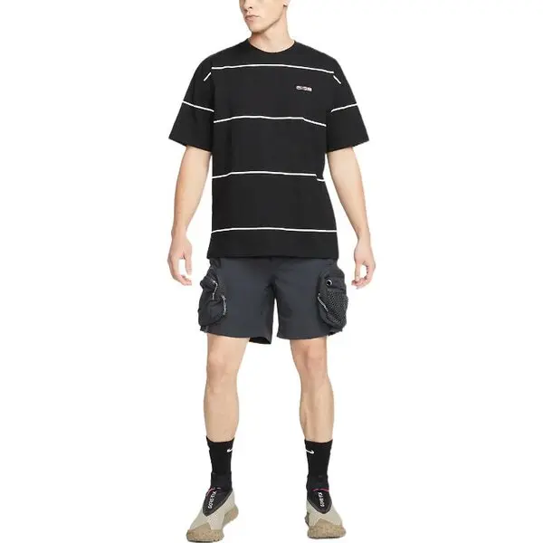 Nike Ss22 Stripe Round Neck Pullover Short Sleeve Black - Multi-color
