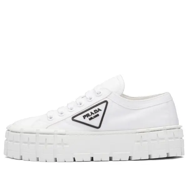 Prada Double Wheel Re-nylon Gabardine Sneakers - White/black