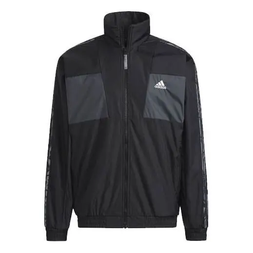 Adidas Limited Reversible Fleece Lined Colorblock Stand Collar Logo Jacket - Black