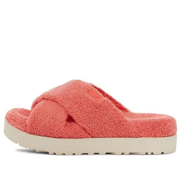 UGG Fuzz Sugar Terry Cross Slide Slippers - Pink
