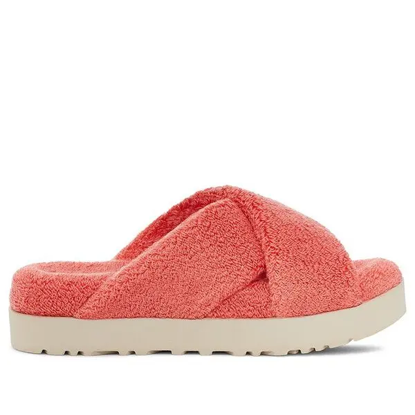UGG Fuzz Sugar Terry Cross Slide Slippers - Pink