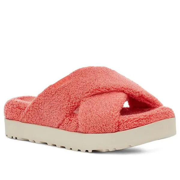 UGG Fuzz Sugar Terry Cross Slide Slippers - Pink