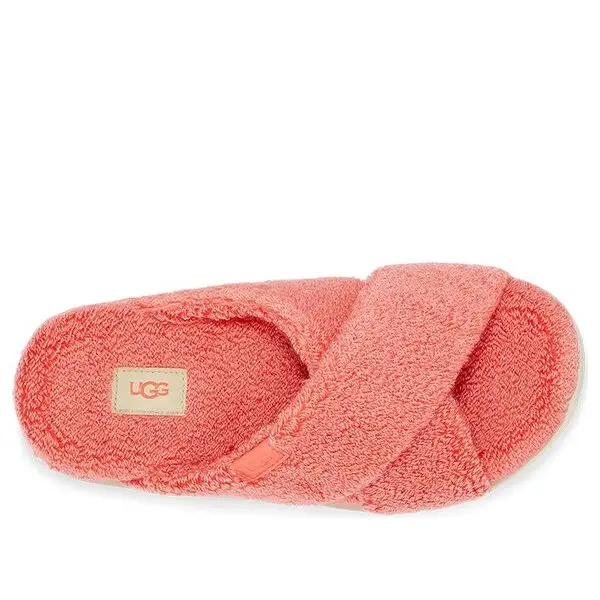 UGG Fuzz Sugar Terry Cross Slide Slippers - Pink