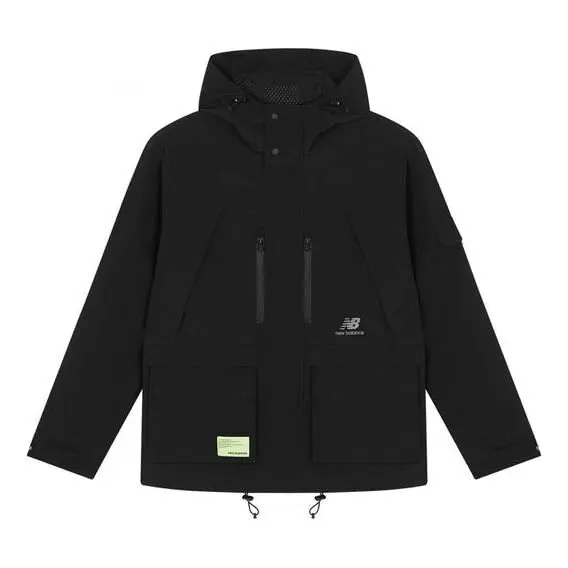 NEW BALANCE Hooded Woven Jacket With Multiple Pockets - Black