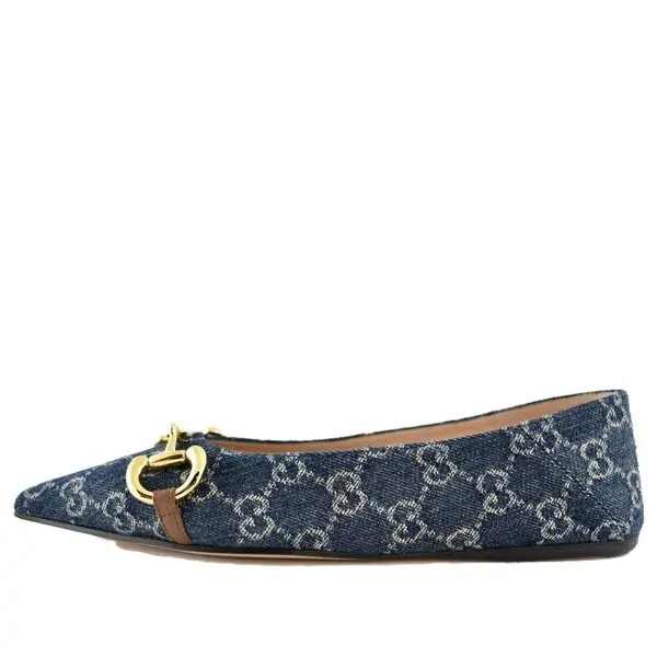 Gucci Horsebit Denim Ballet Flats