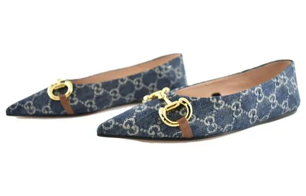 Gucci Horsebit Denim Ballet Flats
