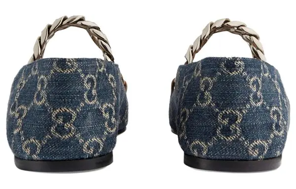 Gucci Horsebit Denim Ballet Flats