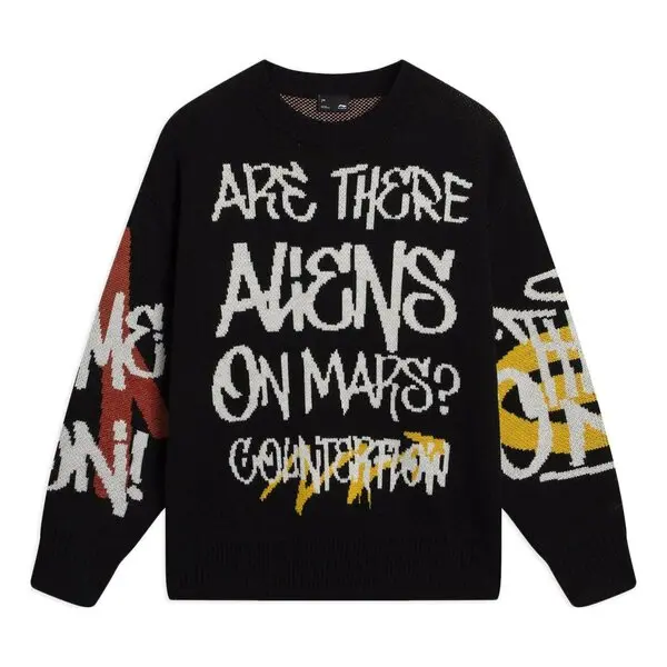 LI-NING Crew Neck Graphic Sweater - Black/multi-color